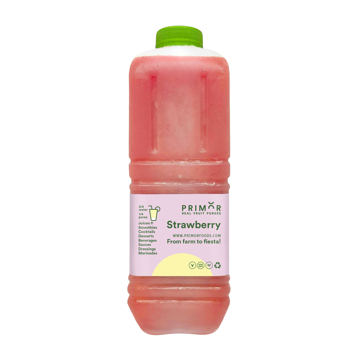 Strawberry Purée | Primor – 64 oz, 350+ Berries per Bottle – Primor ...
